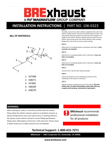 JEGS 1998-2002 Direct-Fit Exhaust Kit Instruction manual | Manualzz