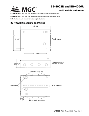 Mircom BB-4002R Multi Module Enclosures Installation Guide | Manualzz
