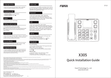 Fanvil X305 IP Phone Installation Guide | Manualzz