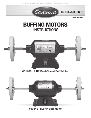 EASTWOOD 51460 1 HP Dual-Speed Buff Motor Instructions | Manualzz