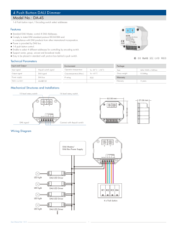 SKYDANCE DA-4S 4 Push Button DALI Dimmer Owner’s Manual | Manualzz