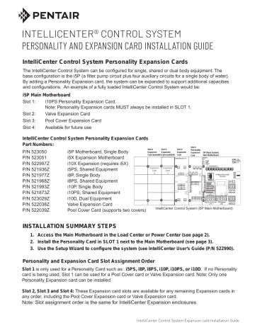 Pentair i5P IntelliCenter Control System Installation Guide | Manualzz