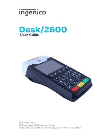 ingenico Desk 2600 Payment Terminal Device User Guide | Manualzz