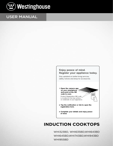 Westinghouse WHI Series Induction Cooktops User Manual | Manualzz