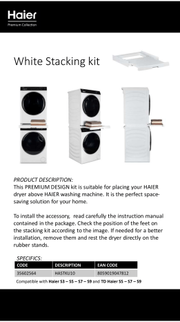 Haier HASTKU10 Stacking kit Instructions | Manualzz