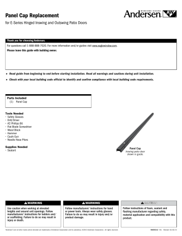 Andersen Panel Cap Replacement Service Instructions | Manualzz