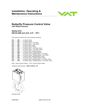 VAT 61236-CECG 612 Butterfly Valve Control Owner's Manual | Manualzz
