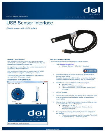 Skov USB Sensor Interface Technical User Guide | Manualzz