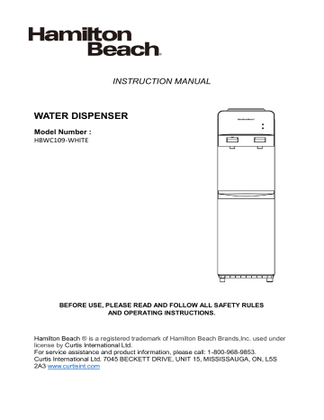 Hamilton Beach Top Load Water Cooler Owner Manual | Manualzz