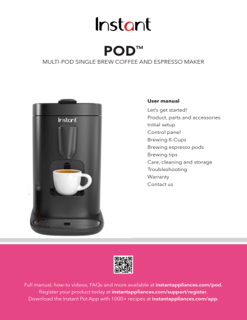 Instant Pod Coffee Maker User Manual | Manualzz