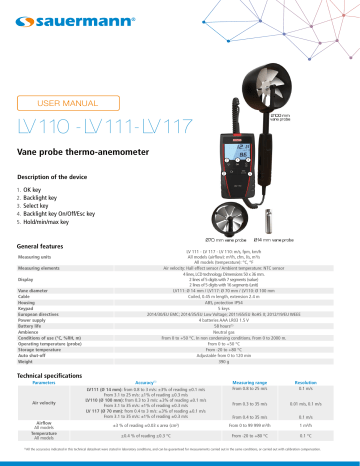 Sauermann LV 117 Portable Instrument Owner's Manual | Manualzz