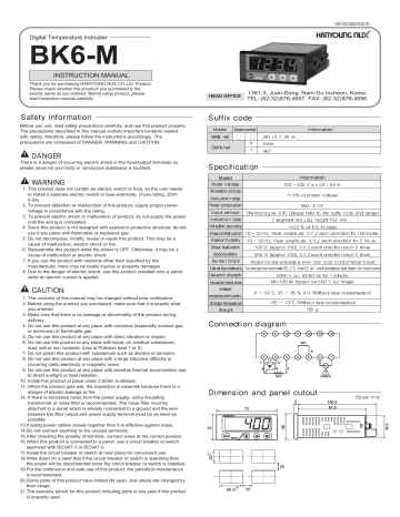 Hanyoung Nux BK6-M Owner's Manual | Manualzz