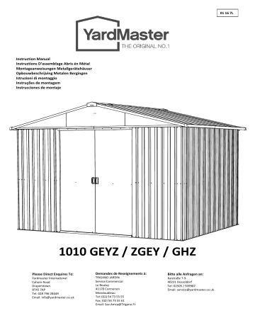 YardMaster 1010GEYZ METAL GARDEN SHED Assembly Instruction | Manualzz
