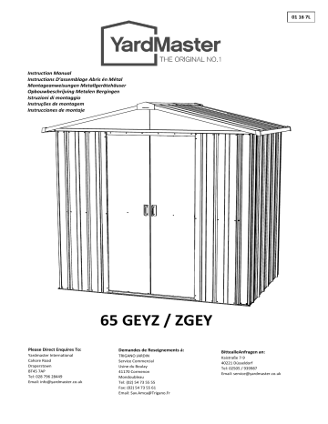 YardMaster 65GEYZ METAL GARDEN SHED Assembly Instruction | Manualzz