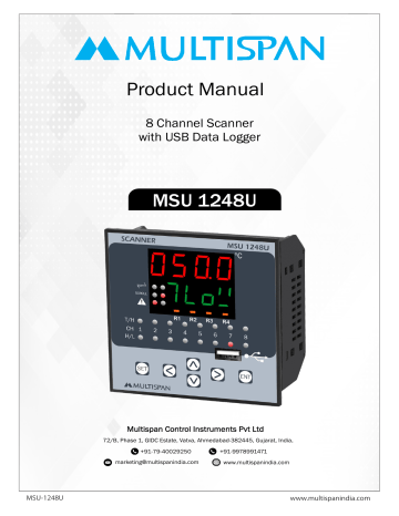 Multispan MSU-1248U Temperature Scanner 8 channel USB Owner's Manual ...
