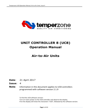 Temperzone UC8 Operation manual | Manualzz
