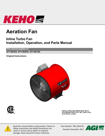 5.3. Visually Inspect the Inline Fan. AGI Inline Turbo Aeration Fan ...