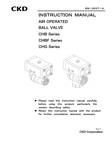 CKD CHB・CHBF・CHG Series User Manual | Manualzz