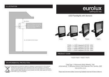 Eurolux FS220 LED floodlight 100W black 6500K Owner's Manual | Manualzz