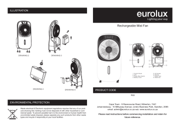Eurolux F83 Rechargeable Portable Mist Fan Owner's Manual | Manualzz