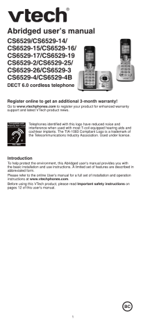 VTech CS6529-4 4 Handset Answering System User's manual | Manualzz