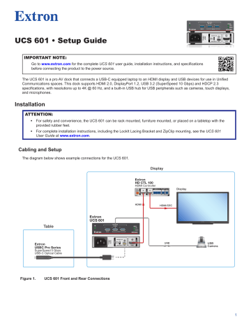 Extron UCS 601 Setup guide | Manualzz