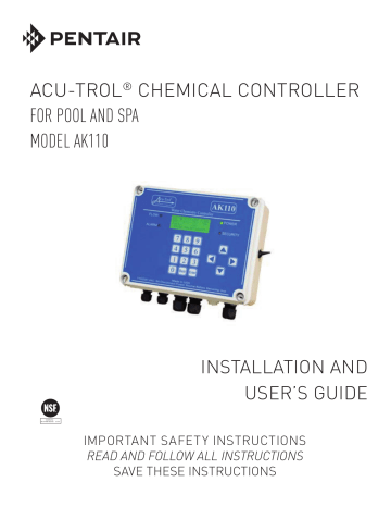 Pentair Acu-Trol Chemical Controller AK110 Owner's Manual | Manualzz
