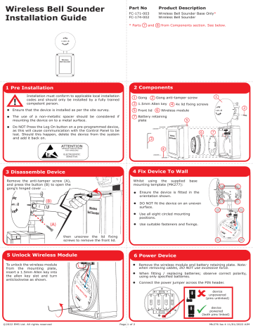 EMS FireCell Wireless Bell Sounder Installation Guide | Manualzz