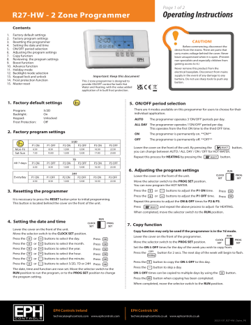 EPH Controls R27-HW Operating instructions | Manualzz