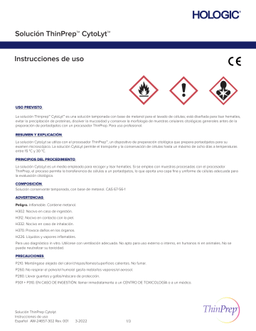 Hologic ThinPrep CytoLyt Solution Instrucciones de operación | Manualzz