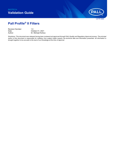 Pall Profile® II Filters Validation Guide | Manualzz