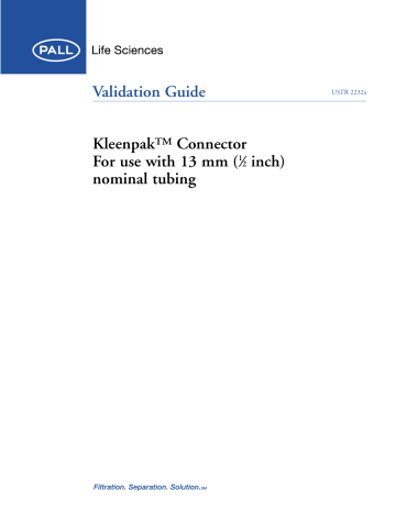 Pall Kleenpak™ Connector Validation Guide | Manualzz