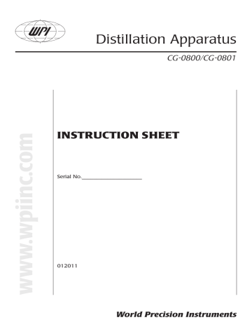 WPI Glassware-Distillation Kit Instruction Sheet | Manualzz