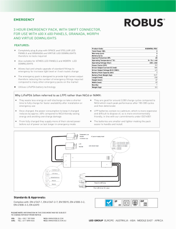 ROBUS R3EMPK4-PSU 3 Hour Emergency Pack Product information | Manualzz