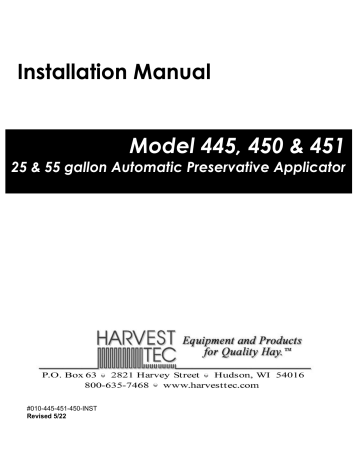 Harvest Tec 451 Installation Manual | Manualzz