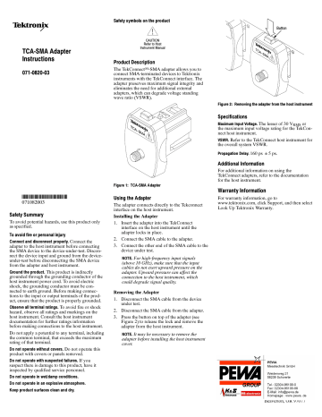 Tektronix T-TCA-SMA Adapter TekConnect SMA Owner's Manual | Manualzz