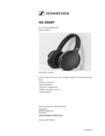 Sennheiser CX 350BT Instruction manual | Manualzz