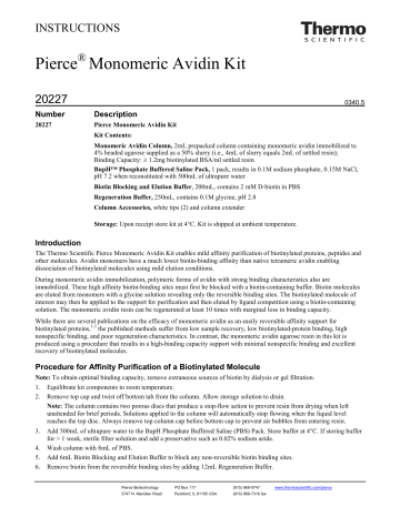 Thermo Fisher Scientific Pierce Monomeric Avidin Kit User Guide | Manualzz