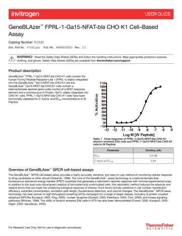 Thermo Fisher Scientific GeneBLAzer FPRL-1-Ga15-NFAT-bla CHO‑K1 Cell ...