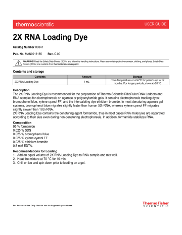 Thermo Fisher Scientific 2X RNA Loading Dye User Guide | Manualzz
