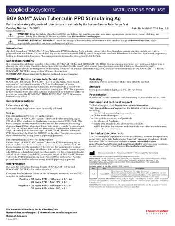 Thermo Fisher Scientific BOVIGAM Avian Tuberculin PPD Stimulating Ag ...