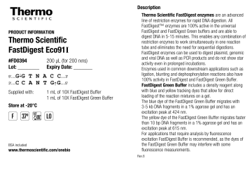 Thermo Fisher Scientific FastDigest Eco91I User Guide | Manualzz