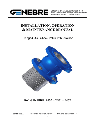 Genebre 2450 Disk check valve Installation Manual | Manualzz