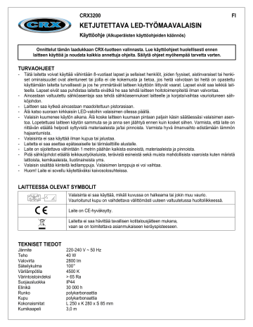CRX CRX3200 LED FLOODLIGHT 2800 LM Instruction manual | Manualzz