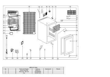 GGM Gastro MBKD1GTK-ZA Minibar refrigerator Exploded View | Manualzz