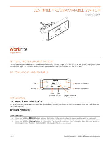 Workrite Ergonomics Sentinel Programmable Switch User Guide | Manualzz