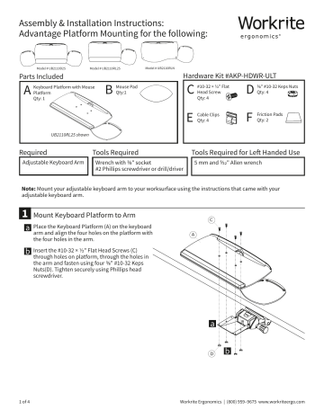 Workrite Ergonomics Advantage Platform Installation | Manualzz