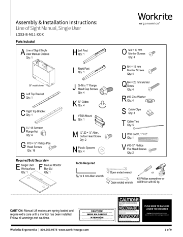 Workrite Ergonomics Single Installation Instructions | Manualzz