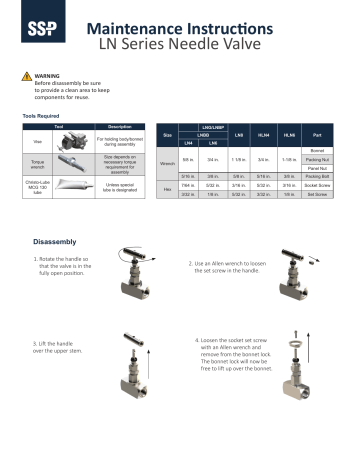 SSP LN & LP Series Maintenance Instructions | Manualzz