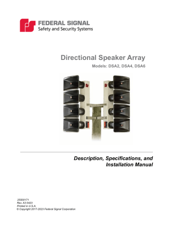 Federal Signal DSA High-Powered Directional Speaker Description ...